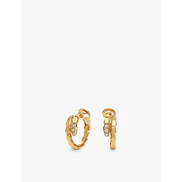 BVLGARI Serpenti Viper 18ct Yellow-gold And Diamond Hoop Earrings - Yellow Gold
