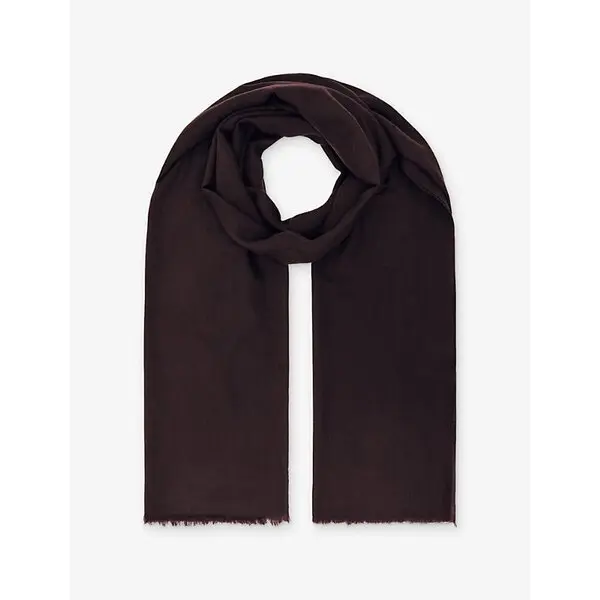 REISS Heidi Fringe-trimmed Cashmere Scarf - Burgundy