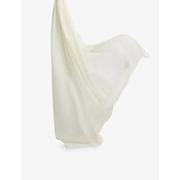 REISS Heidi Fringe-trimmed Cashmere Scarf - Off White