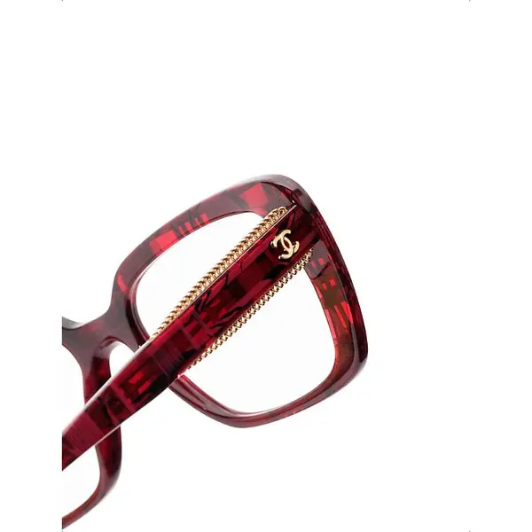 CHANEL ワインレッド キャットアイ メガネ Chanel Ch3461 Square-Frame Acetate Eyeglasses - Red | Editorialist