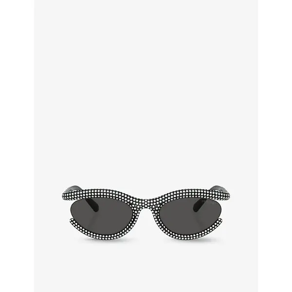 SWAROVSKI Sk6006 Crystal-embellished Sunglasses - Black