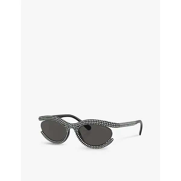 SWAROVSKI Sk6006 Crystal-embellished Sunglasses - Black