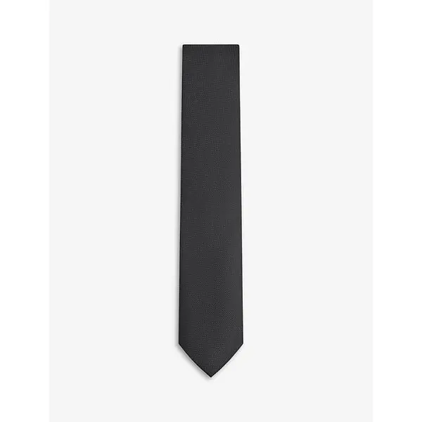 REISS Ceremony Textured Tie - Black
