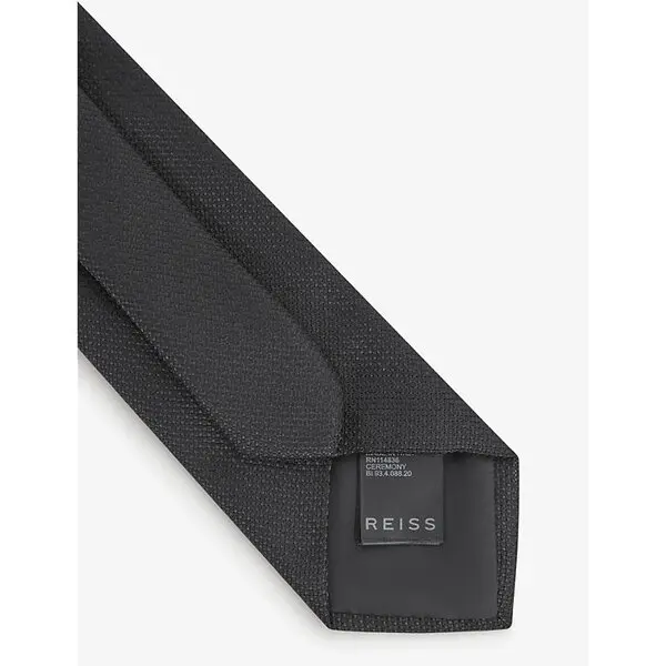REISS Ceremony Textured Tie - Black