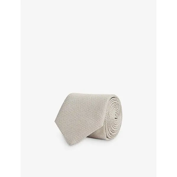 REISS Ceremony Textured Tie - Champagne