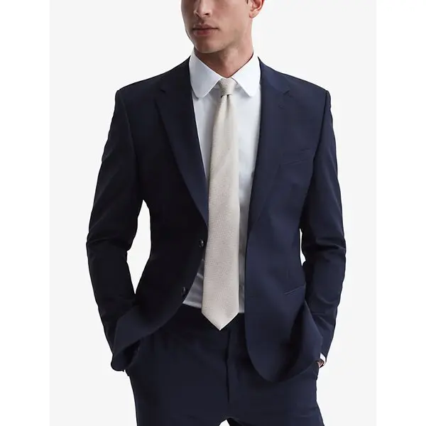 REISS Ceremony Textured Tie - Champagne