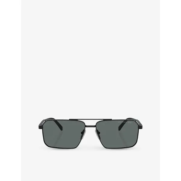 Prada Rectangle-frame Metal Sunglasses - Black