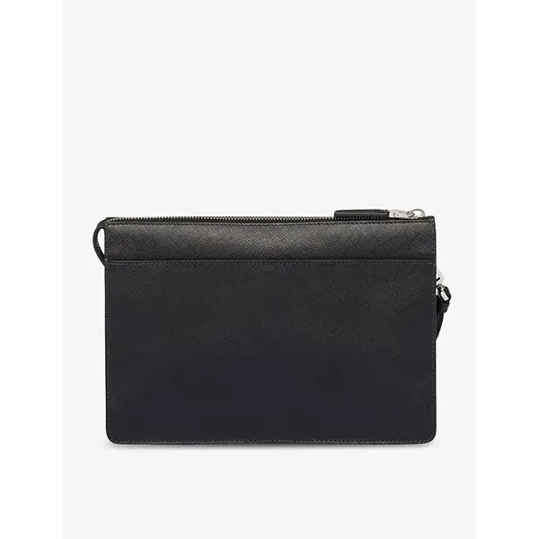 Prada Logo-plaque Saffiano-leather Pouch