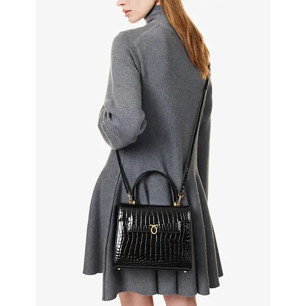 LAUNER Traviata Croc-embossed Leather Shoulder Bag