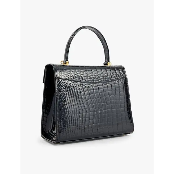 LAUNER Traviata Croc-embossed Leather Shoulder Bag
