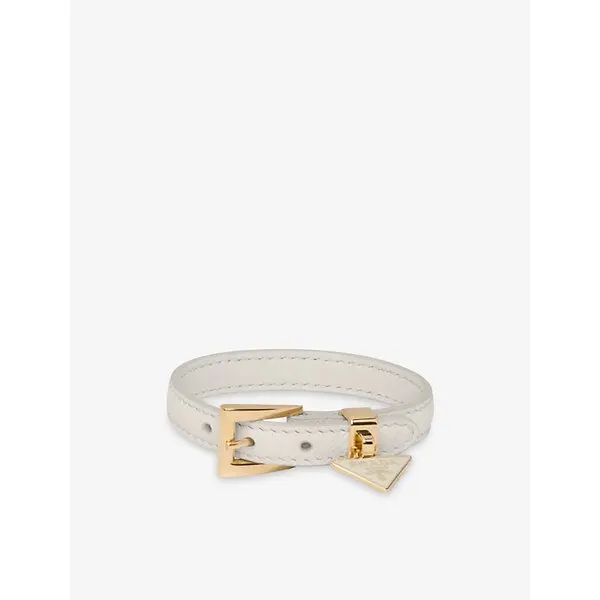 Prada Logo-charm Leather Bracelet - Neutral
