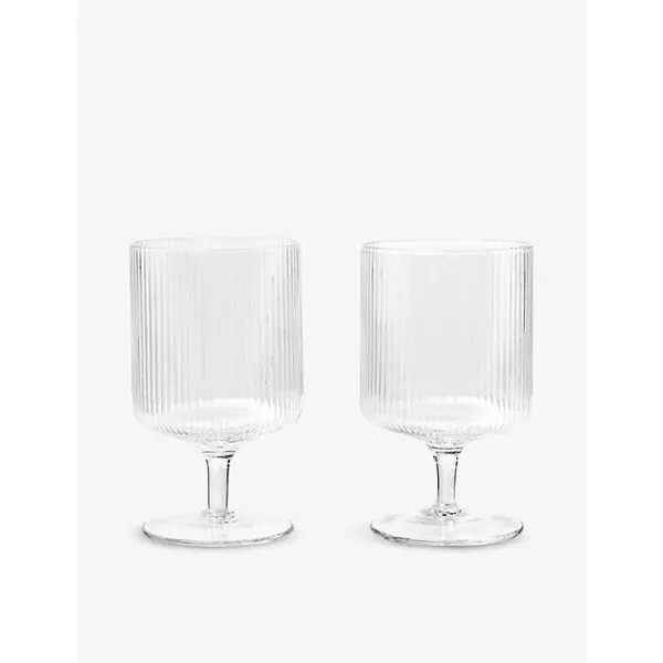 FERM LIVING Ripple Glass Wine Glasses Set Of Two - One-color