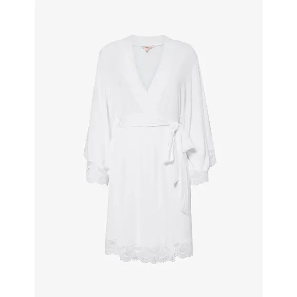 Eberjey Mariana Tie-waist Stretch-jersey Robe - White