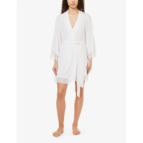 Eberjey Mariana Tie-waist Stretch-jersey Robe - White