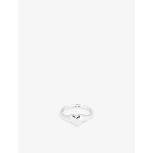 ASTRID & MIYU Heart Signet Ring - Rhodium