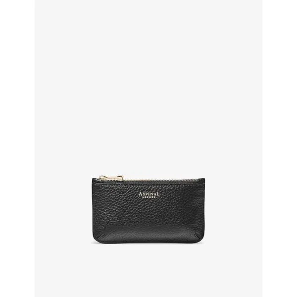 ASPINAL OF LONDON Ella Brand-embellished Leather Cardholder - Black