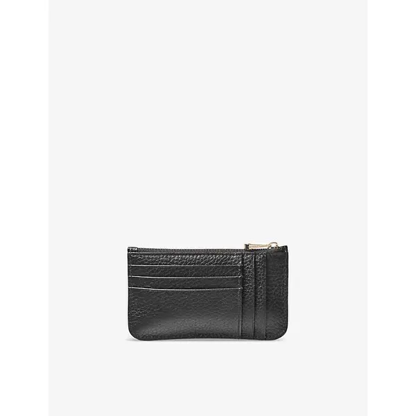ASPINAL OF LONDON Ella Brand-embellished Leather Cardholder - Black