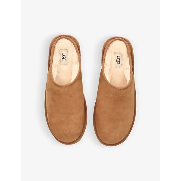 UGG Classic Slip-on Suede And Shearling Slippers - Tan