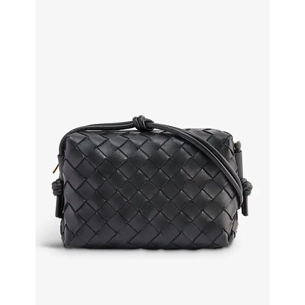 Bottega Veneta Loop Mini Intrecciato Leather Cross-body Bag - Black