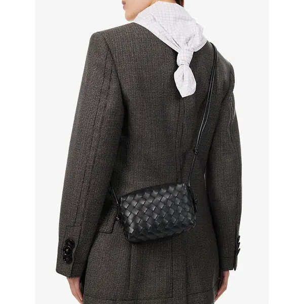 Bottega Veneta Loop Mini Intrecciato Leather Cross-body Bag - Black