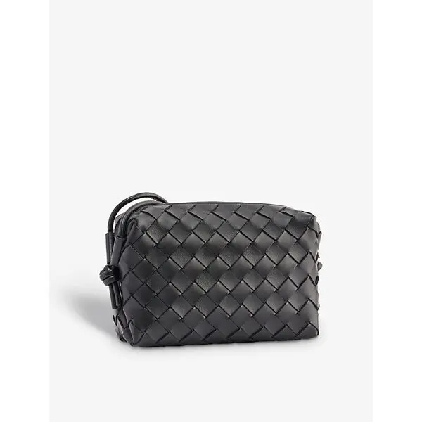 Bottega Veneta Loop Mini Intrecciato Leather Cross-body Bag - Black