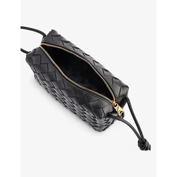 Bottega Veneta Loop Mini Intrecciato Leather Cross-body Bag - Black