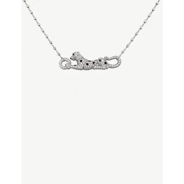 Cartier Panthère De 18ct White-gold, Lacquer, Emerald And Diamond Necklace