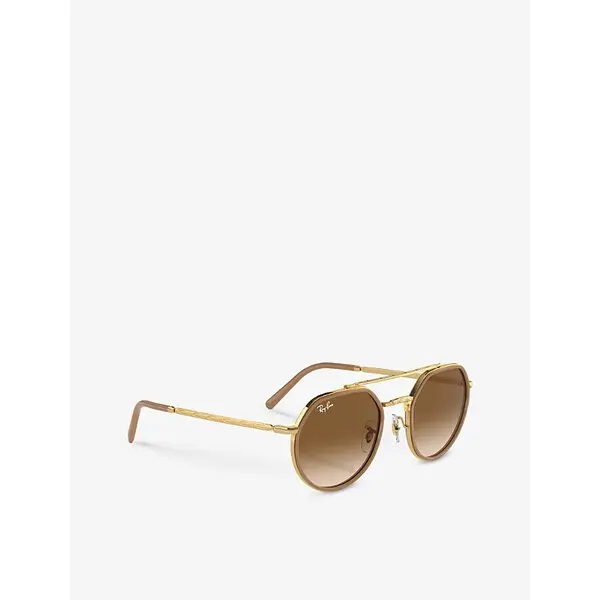 Ray-ban Rb3765 Round-frame Sunglasses - Gold