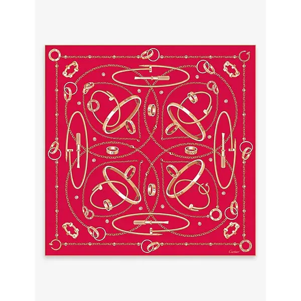 CARTIER Precious Mundanity Logo-print Silk Scarf - Red