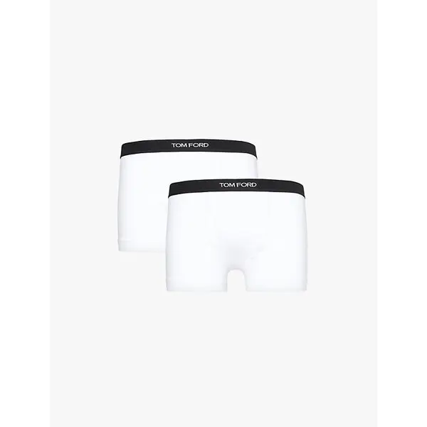 TOM FORD Branded-waistband Pack Of Two Stretch-cotton Trunks - White