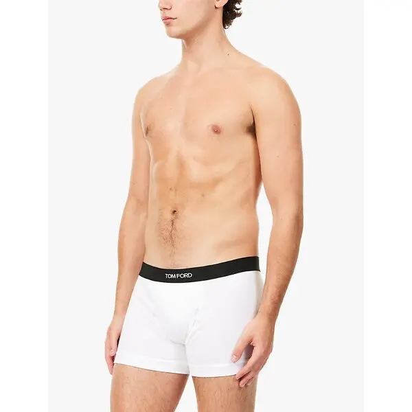 TOM FORD Branded-waistband Pack Of Two Stretch-cotton Trunks - White