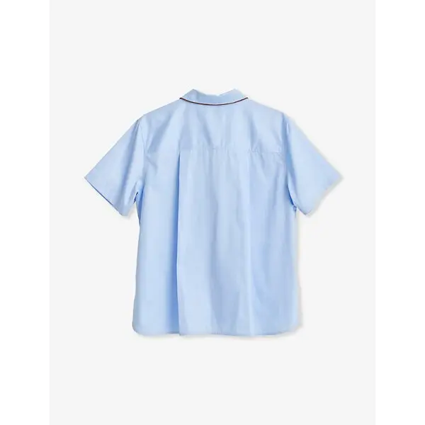 HAY Outline Contrast-trim Cotton Pyjama Shirt - Soft Blue
