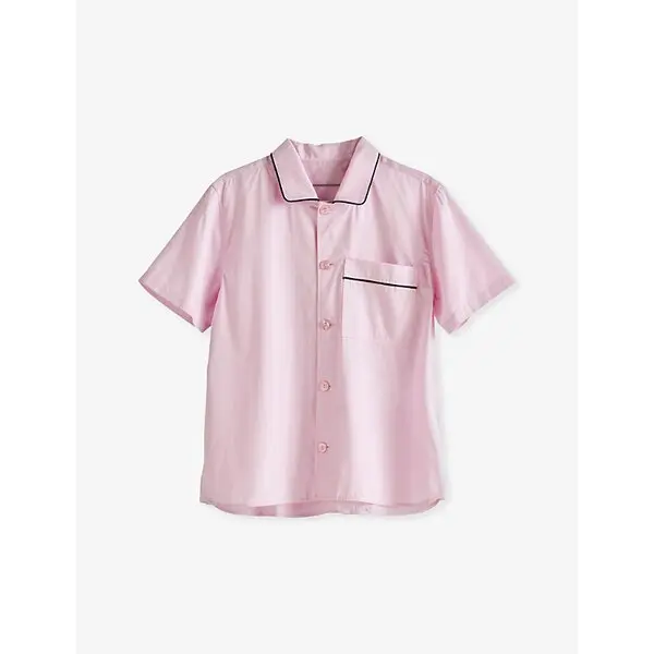 HAY Outline Contrast-trim Cotton Pyjama Shirt - Soft Pink