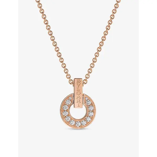 BVLGARI 18ct Diamond Pendant Necklace - Rose Gold