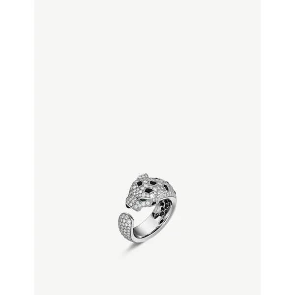 Cartier Panthère De 18ct White-gold, Onyx, Emerald And Diamond Ring - White Gold