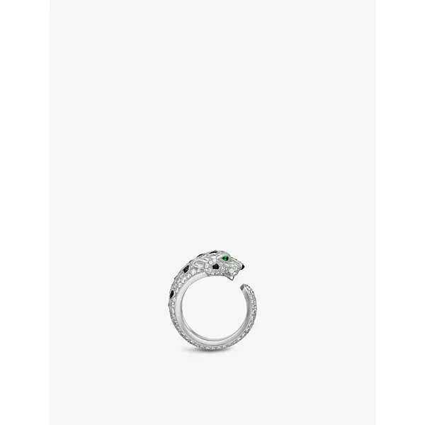 Cartier Panthère De 18ct White-gold, Onyx, Emerald And Diamond Ring