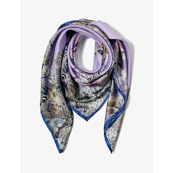 ASPINAL OF LONDON Ombre 'a' Floral-print Silk Scarf - Lavender
