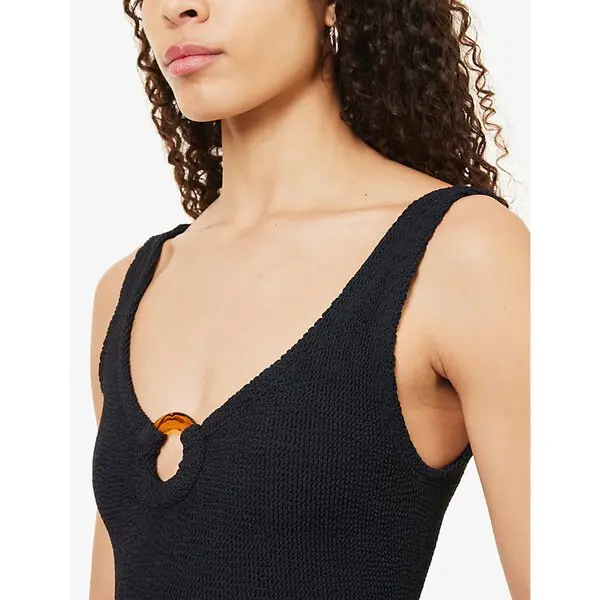 Hunza G Celine Plunge-neck Swimsuit - Black