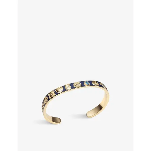 LA MAISON COUTURE With Love Darling Remelted-brass, Zircon And Enamel Cuff Bracelet - Blue