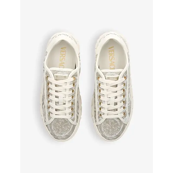 Versace Baroque Graphic-pattern Canvas Low-top Sneakers