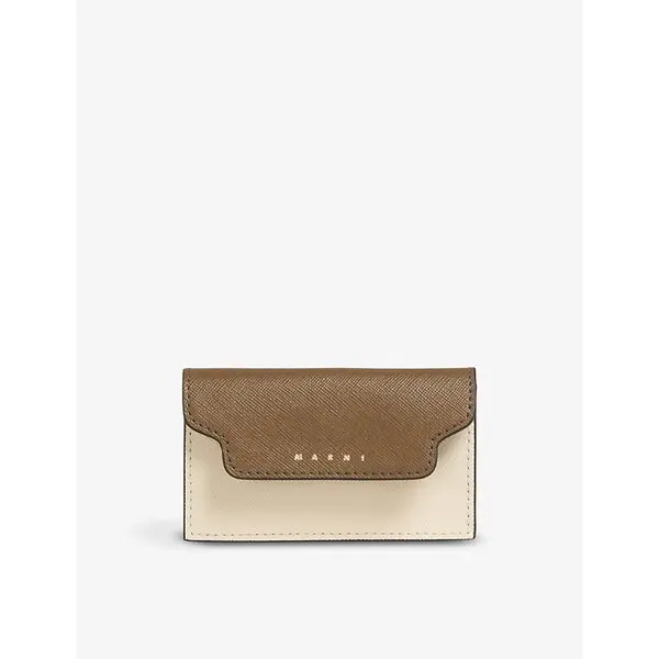 Marni Logo-print Leather Wallet - Cigar/shell/pumpkin