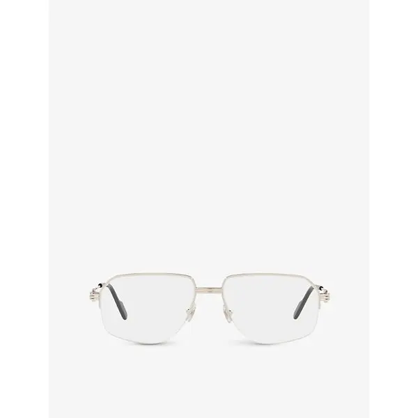 CARTIER Première De Rectangular-frame Metal Glasses - Silver