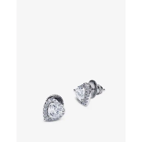 Carat* London Cora Heart-Shaped Stud Earrings Silver Editorialist