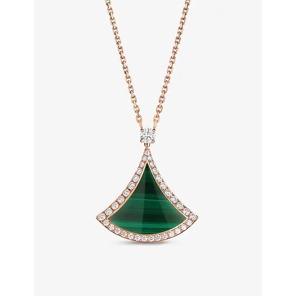 BVLGARI Divas' Dream Diamond And Malachite Pendant Necklace - Rose Gold