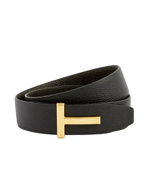 TOM FORD Grained Leather Belt - Brown + Black