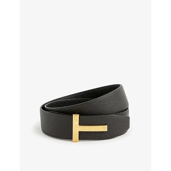 TOM FORD Reversible Grained-leather Belt