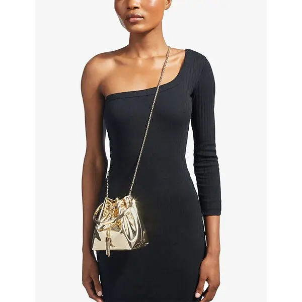 JIMMY CHOO Bon Bon Metallic Woven Top-handle Bag - Gold