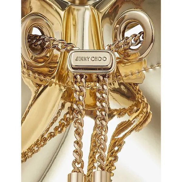 JIMMY CHOO Bon Bon Metallic Woven Top-handle Bag - Gold