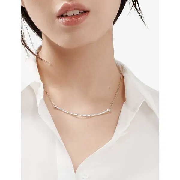 Tiffany & Co. T Smile Diamond 18ct White-gold Necklace - 18k White Gold