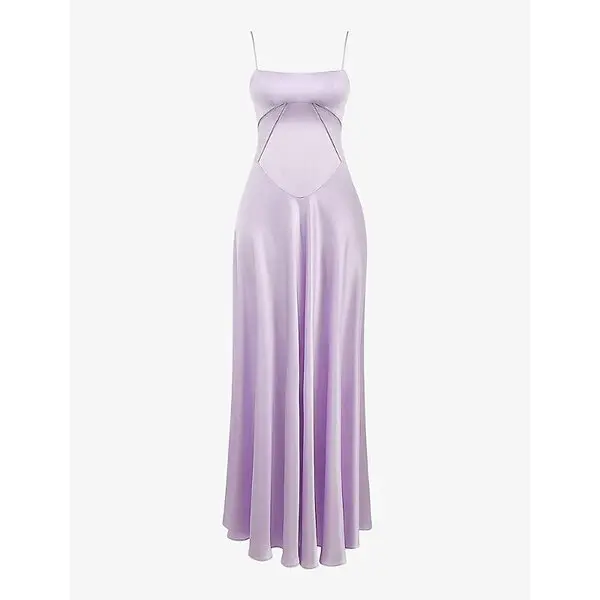 House Of CB Anabella Lace-Up Satin Maxi Dress - Orchid